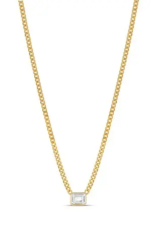 SHYMI Bezel Pendant Necklace - Gold/white/emerald Cut