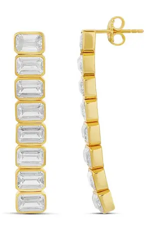 SHYMI Emerald Cut Drop Earrings - Gold/white