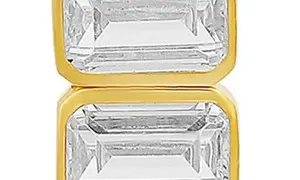 SHYMI Emerald Cut Drop Earrings - Gold/white