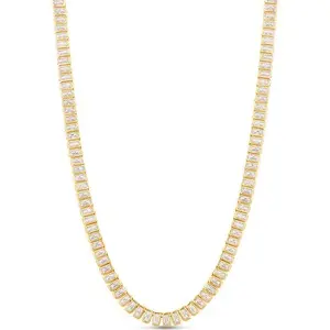 SHYMI Emerald Cut Tennis Necklace - Gold/white