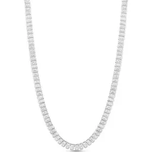 SHYMI Emerald Cut Tennis Necklace - Silver/ White