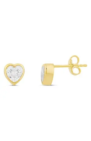 SHYMI Fancy Bezel Stud Earrings - Gold/white/heart