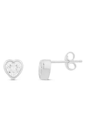 SHYMI Fancy Bezel Stud Earrings - Silver/white/heart