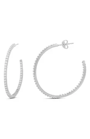SHYMI Cubic Zirconia Pavé Hoop Earrings - Silver/white