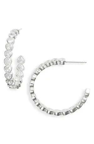 SHYMI Bezel Heart Inside Out Hoop Earrings - Silver/white