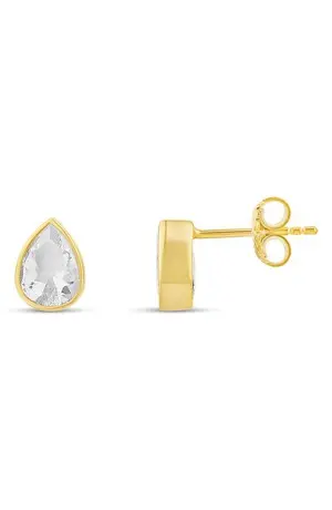 SHYMI Bezel Stud Earrings - Gold/white/pear Cut