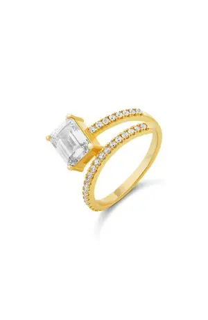 SHYMI Cubic Zirconia Bypass Statement Ring - Gold/white