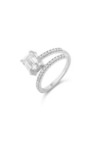 SHYMI Cubic Zirconia Bypass Statement Ring - Silver/ White
