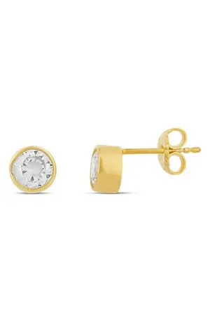SHYMI Bezel Stud Earrings - Gold/white/round Cut