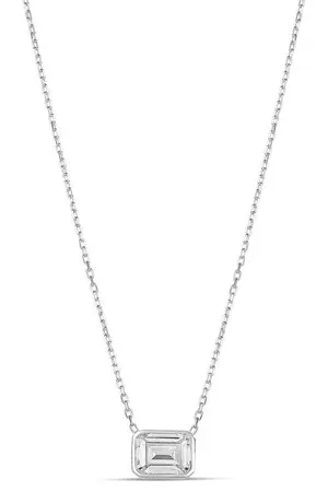 SHYMI Mini Heart Bezel Pendant Necklace - Silver/ White/emerald Cut