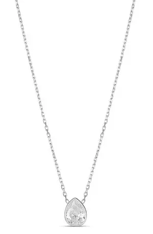 SHYMI Mini Heart Bezel Pendant Necklace - Silver/ White/pear Cut