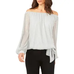 Chaus Metallic Off-the-shoulder Blouse - Silver
