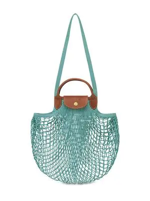 Longchamp Longchamp Le Pliage Filet Knit Top Handle Bag - Lagoon