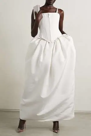 Christopher John Rogers Gathered Silk-faille Maxi Skirt