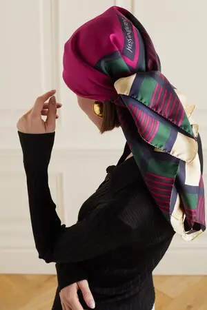 Saint Laurent Printed Silk-twill Scarf