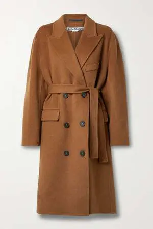 Acne Studios Belted Double-breasted Brushed Wool And Alpaca-blend Coat
