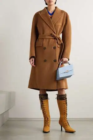 Acne Studios Belted Double-breasted Brushed Wool And Alpaca-blend Coat