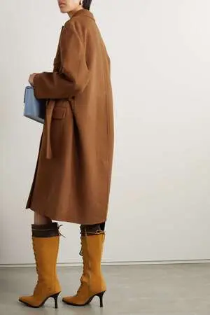 Acne Studios Belted Double-breasted Brushed Wool And Alpaca-blend Coat