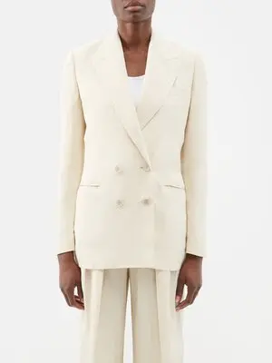 Stella McCartney Stella Mccartney - Double-breasted Technical-blend Suit Jacket - Womens - Cream - Cream