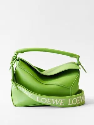 Loewe Loewe - Puzzle Edge Small Logo-strap Leather Bag - Womens - Green Green