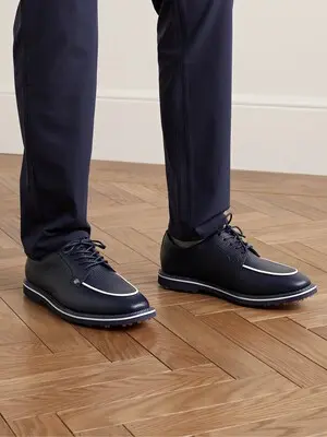 G/fore Gallivanter Apron-toe Pebble-grain Leather Golf Shoes