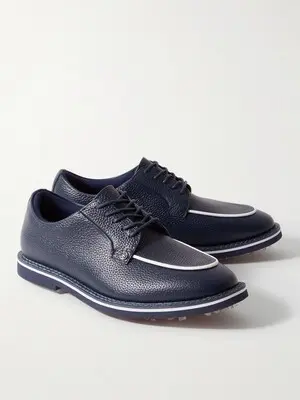 G/fore Gallivanter Apron-toe Pebble-grain Leather Golf Shoes