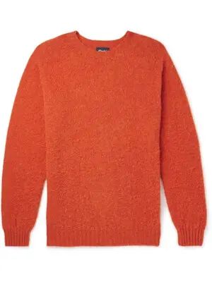 DRAKE'S Drake's - Brushed Shetland Wool Sweater - Men - Orange - M Orange