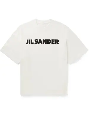 JIL SANDER Logo-printed Cotton-jersey T-shirt - Neutrals