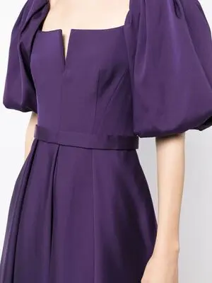 Alberta Ferretti Pleat-detail Gown With Puff Sleeves - Purple
