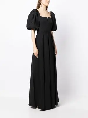 Alberta Ferretti Pleat-detail Gown - Black