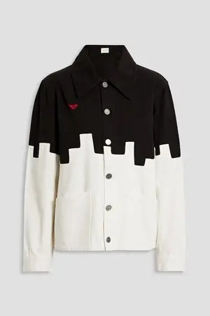 Alice + Olivia Fran Embroidered Twotone Denim Jacket