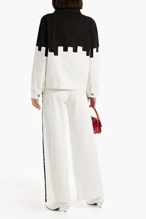Alice + Olivia Fran Embroidered Twotone Denim Jacket