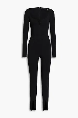 Herve Leger Ponte Jumpsuit With Front Slits
