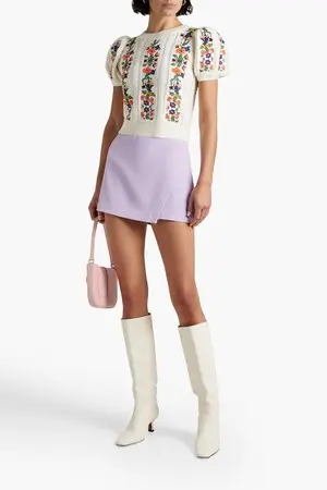 Alice + Olivia Alice Olivia Daren Embroidered Cableknit Woolblend Sweater