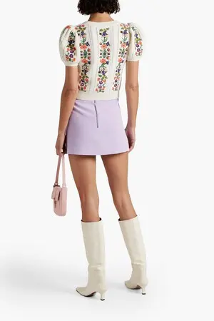 Alice + Olivia Alice Olivia Daren Embroidered Cableknit Woolblend Sweater