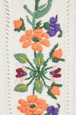 Alice + Olivia Alice Olivia Daren Embroidered Cableknit Woolblend Sweater