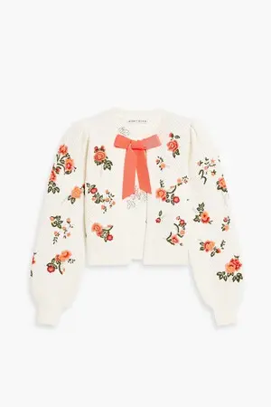 Alice + Olivia Alice Olivia Kitty Embroidered Woolblend Cardigan - Coral