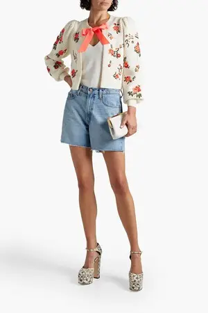 Alice + Olivia Alice Olivia Kitty Embroidered Woolblend Cardigan