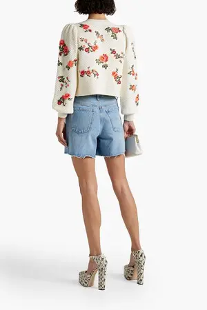 Alice + Olivia Alice Olivia Kitty Embroidered Woolblend Cardigan