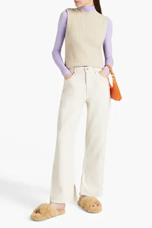GANNI Crystal-embellished Ribbed Wool-blend Vest