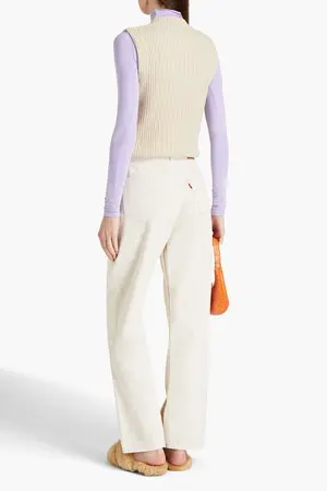 GANNI Crystal-embellished Ribbed Wool-blend Vest