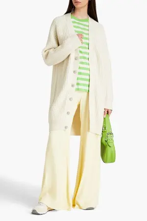 GANNI Crystalembellished Ribbed Recycled Woolblend Cardigan