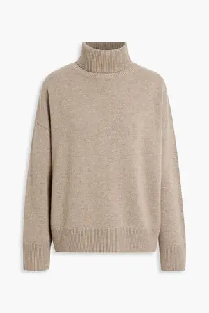 Co Mélange Wool And Cashmereblend Turtleneck Sweater - Taupe