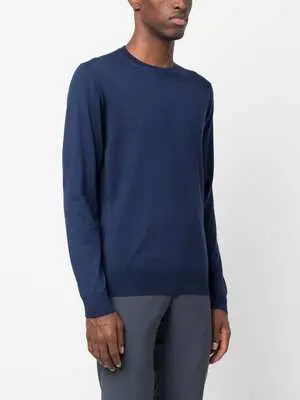 Fedeli Ribbed Crew Neck Jumper - Blue