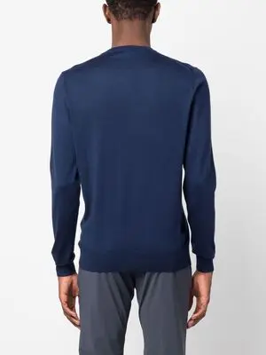 Fedeli Ribbed Crew Neck Jumper - Blue