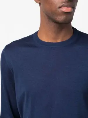 Fedeli Ribbed Crew Neck Jumper - Blue
