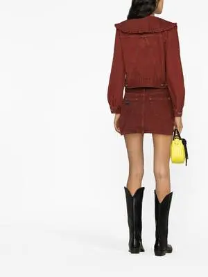 GANNI Asymmetric-button Denim Mini Skirt