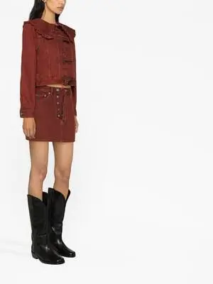 GANNI Asymmetric-button Denim Mini Skirt