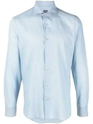 Fedeli Poplin Long-sleeve Shirt - Blue