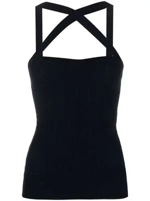 PATOU Cable-knit Halterneck Top - Blue